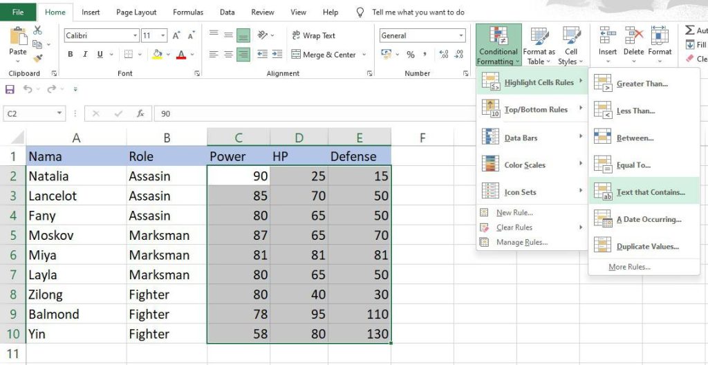 Highlight Cell Rules Text That Contains di Excel | Tutorial Excel Lengkap